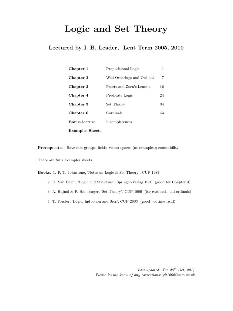 Logic and Set Theory | PDF | Mathematical Logic | Formalism (Deductive)