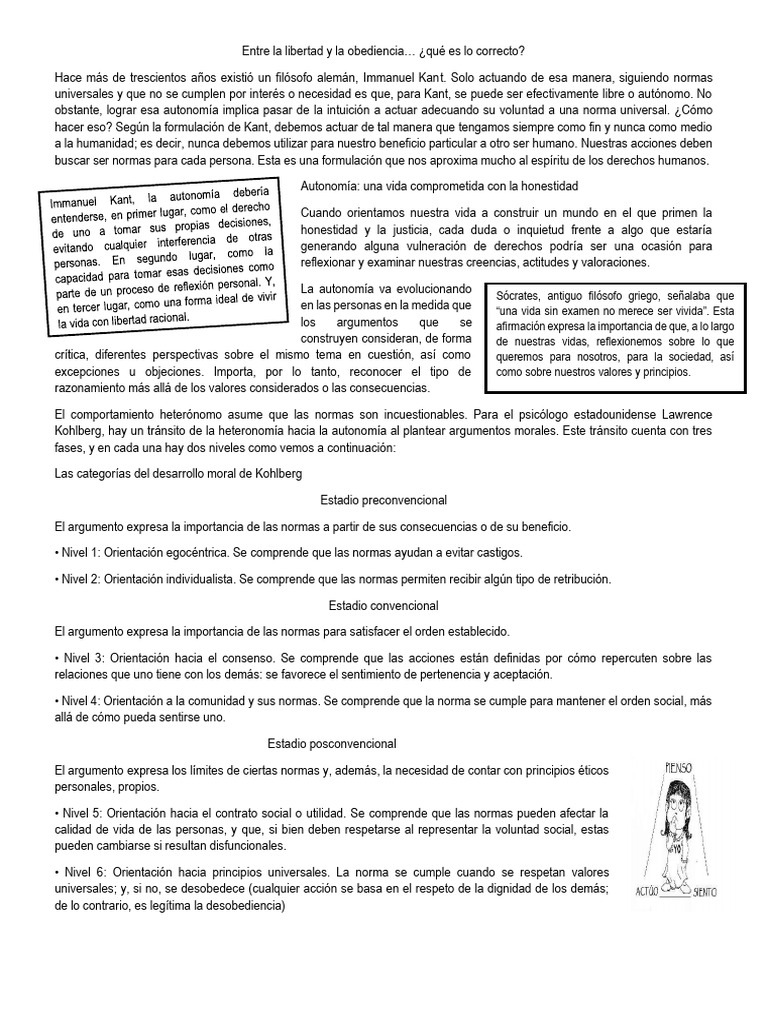 Autonomía y ética en dilemas morales | PDF | Autonomía | Immanuel Kant