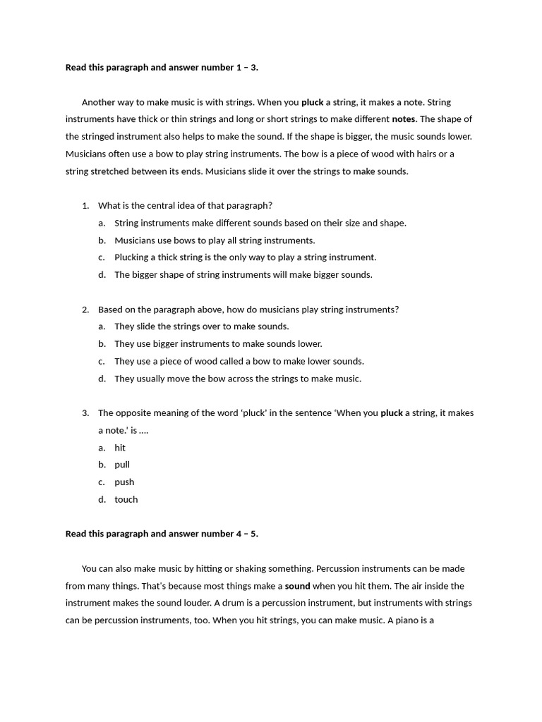 GR 5 - SAS Reading Practice Questions | PDF | Search For ...