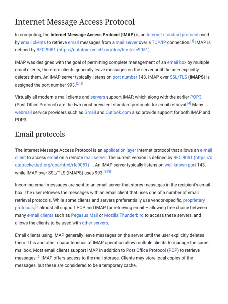 Internet Message Access Protocol - Wikipedia | PDF | Wide Area Network ...