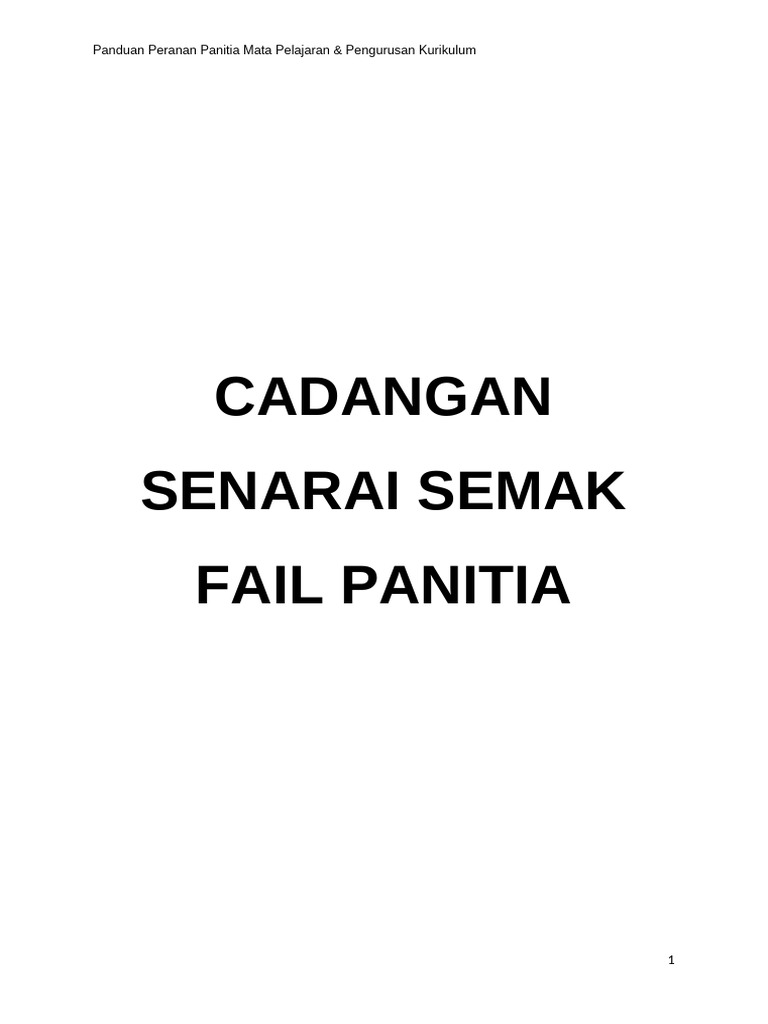 Senarai Semak Fail Panitia 2024 | PDF