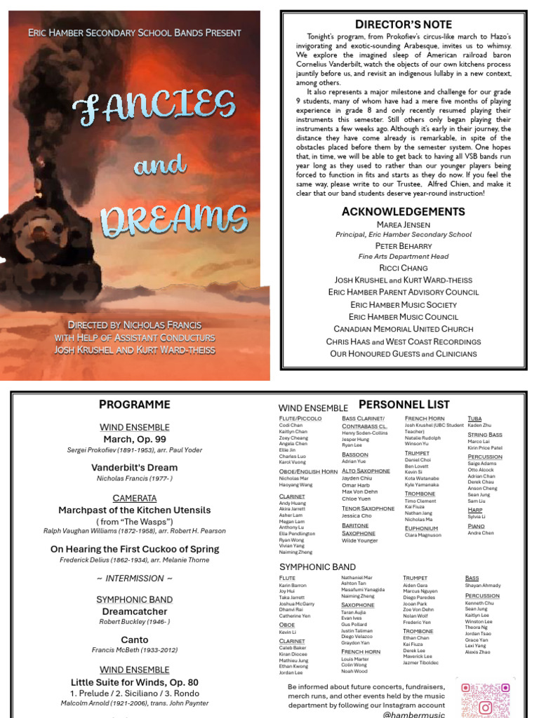 Fancies and Dreams Program | PDF | Aerophones | Musical Instruments
