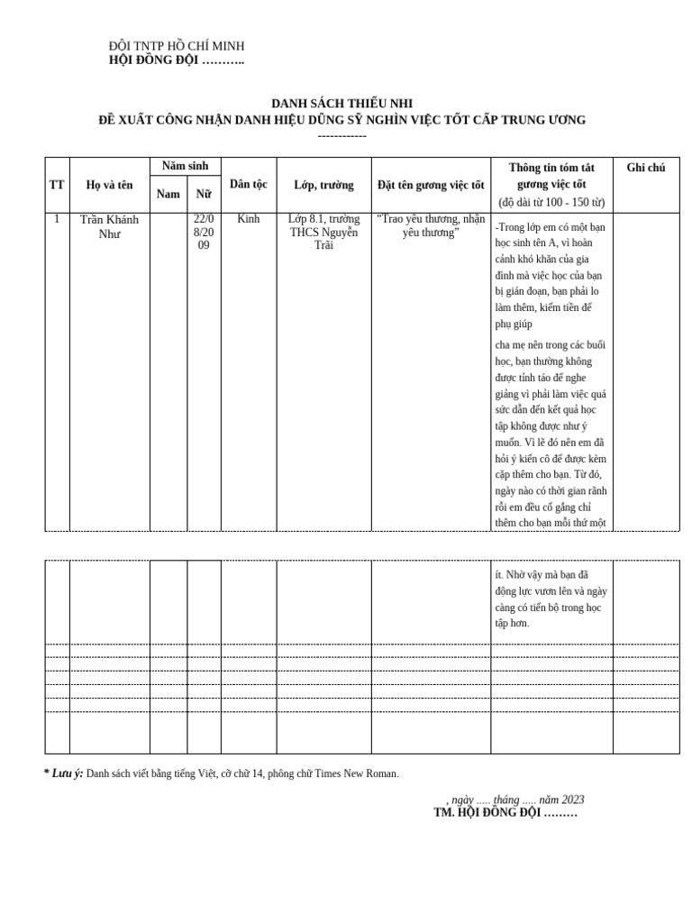 Bang Tong Hop Thong Tin Thanh Tich | PDF