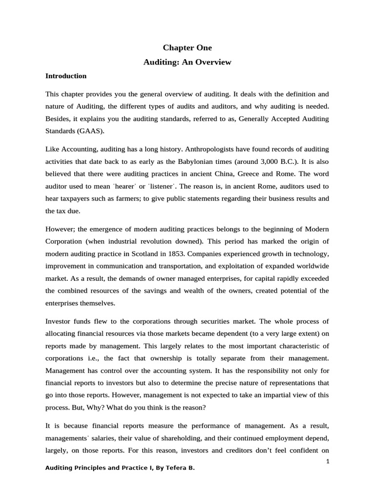 Chapter 1 Auditing | PDF | Audit | Accounting