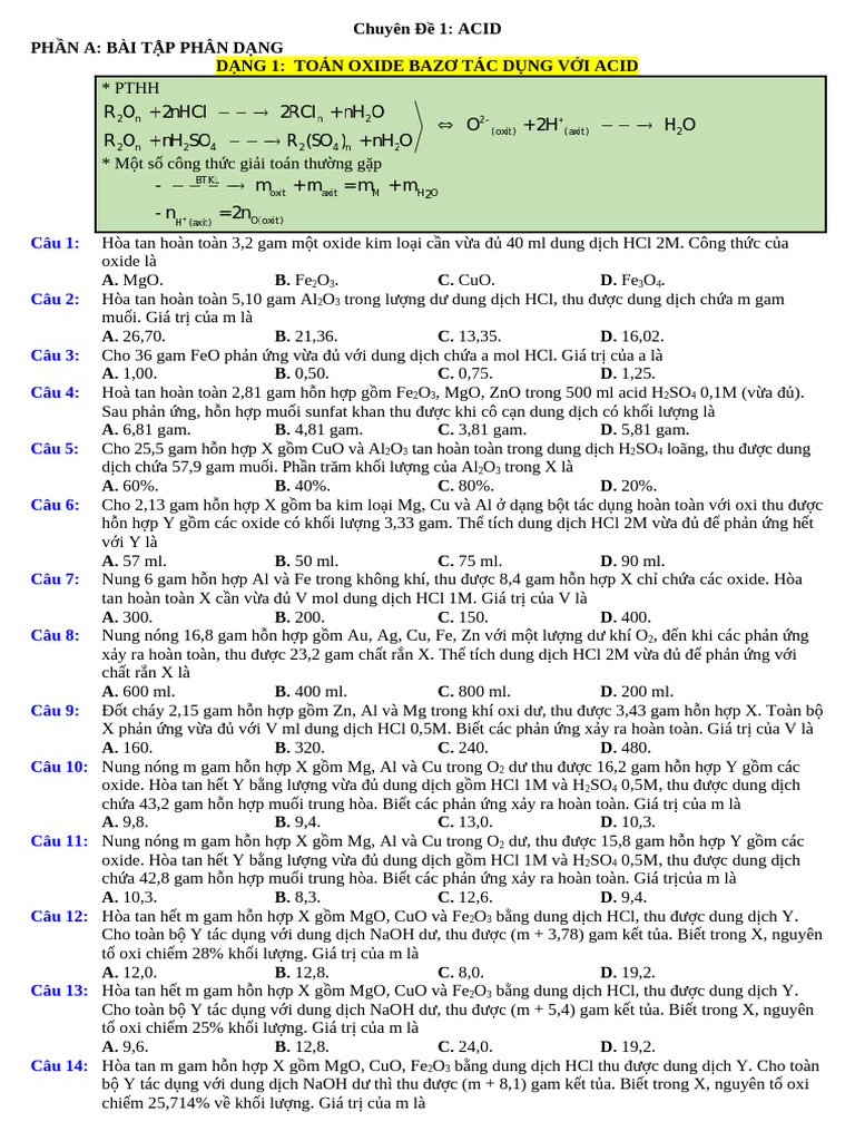 Chuyên Đề 1. Acid | PDF