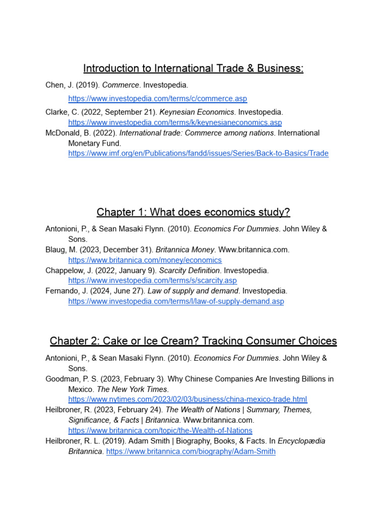 International Trade & Business References | PDF | Economics | Economies