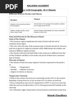 Class Ix Geography Chapter-4 Climate | PDF | Monsoon | Rain
