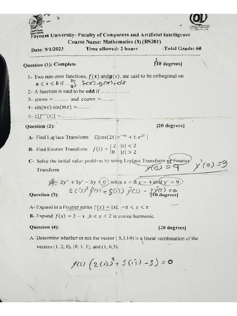 Final Math (3) 2022-2023 | PDF