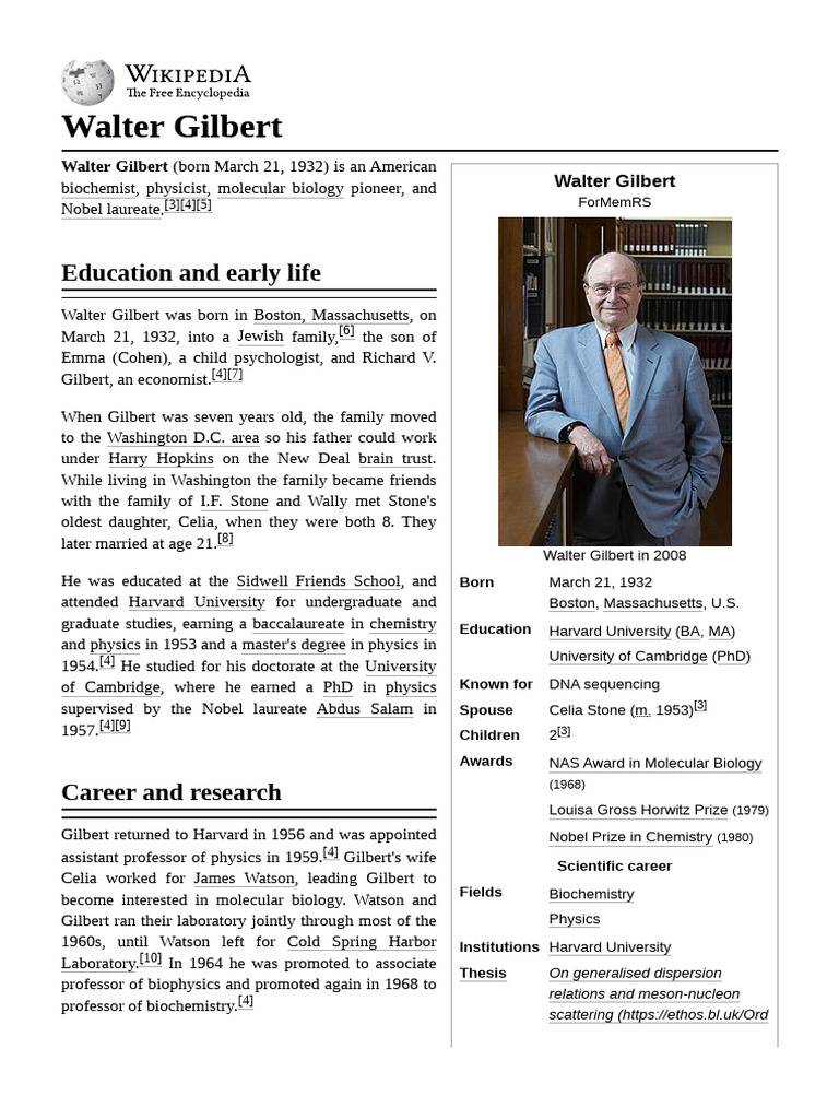 Walter_Gilbert | PDF | Genetics | Life Sciences