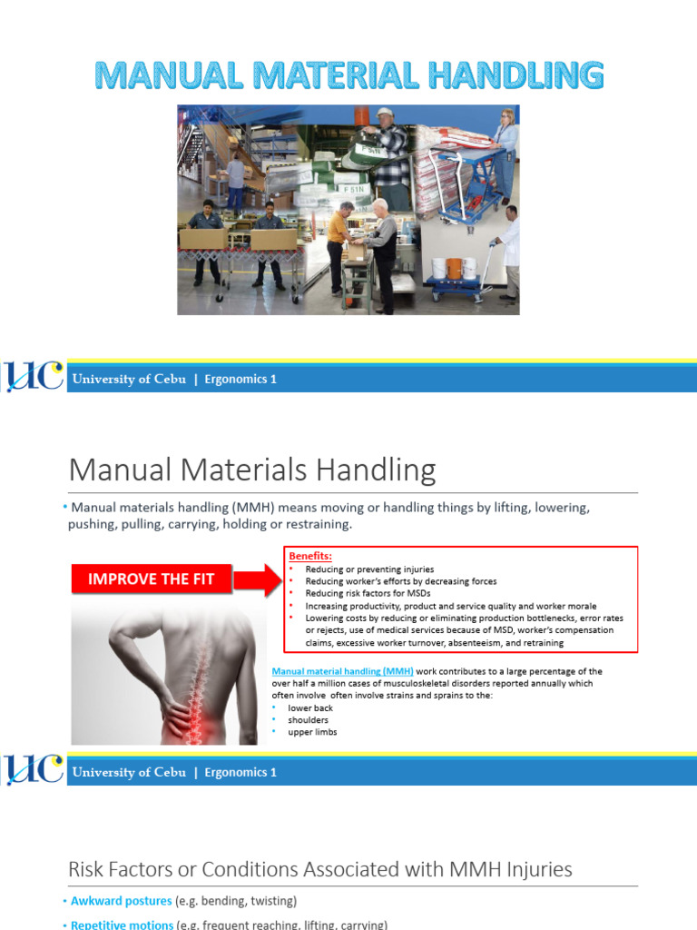 Ergonomic Guidelines for Manual Handling | PDF | Workplace ...
