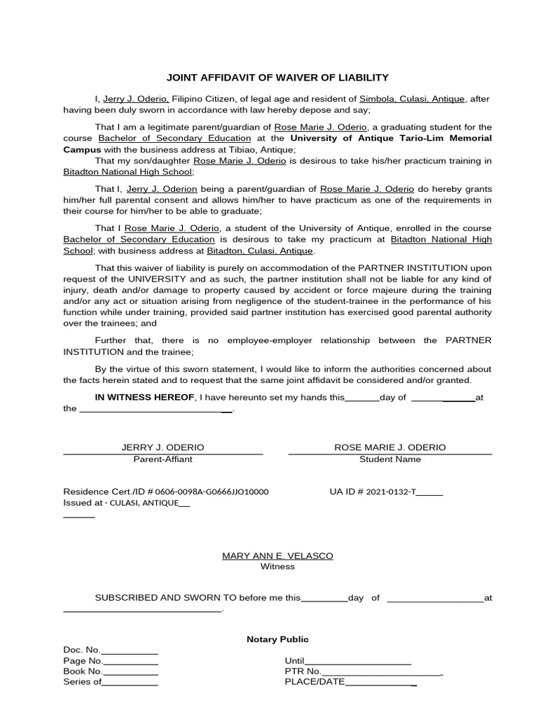 WAIVER | PDF | Civil Law (Legal System) | Justice