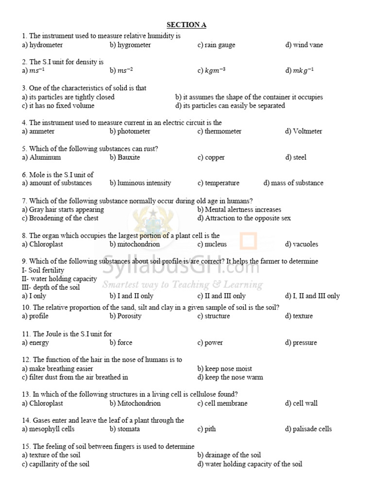 2023 b8 Term One Science 1 | PDF | Soil | Water