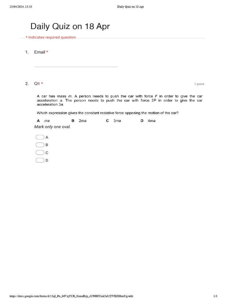 Blank Quiz - Google Forms | PDF