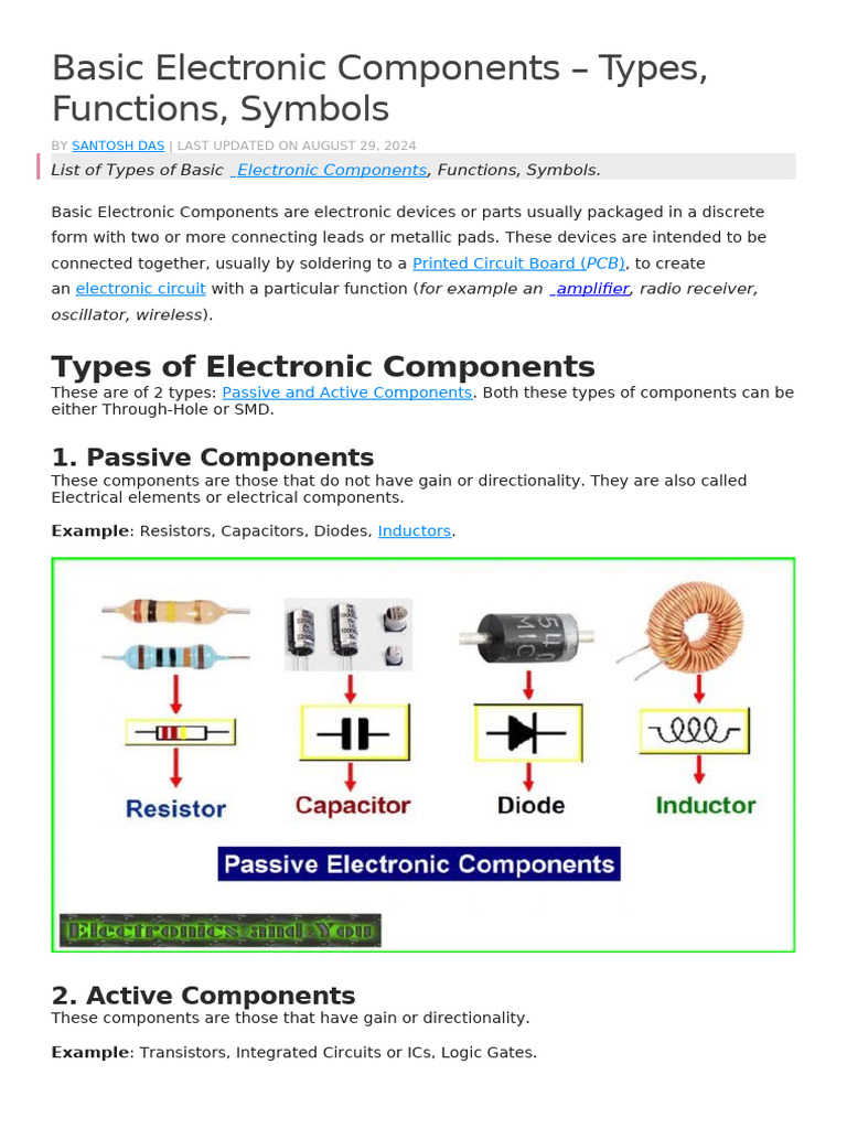 LESSON 2 - Basic Electronic Components | PDF | Electronic Component ...