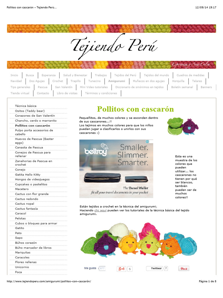 Pollitos Con Cascarón - Tejiendo Perú... | PDF | Amigurumi