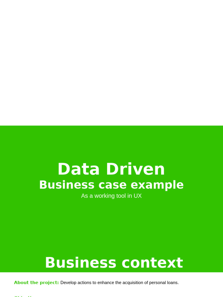 Data Driven UX - Business Case | PDF