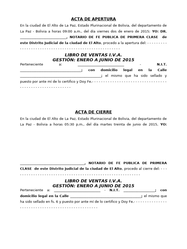 Acta de Apertura y Cierre 2 | PDF