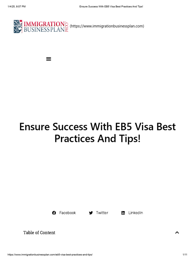 Ensure Success With EB5 Visa Best Practices and Tips! | PDF | Loans | Travel Visa
