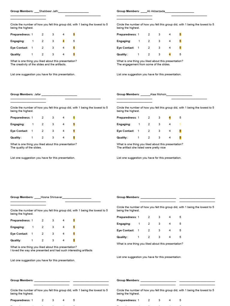 Peer Feedback Form (1) - 1 | PDF
