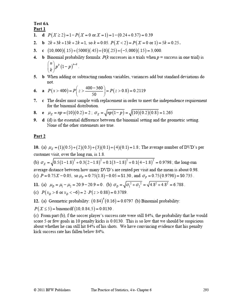 Practice Test 6A Key | PDF