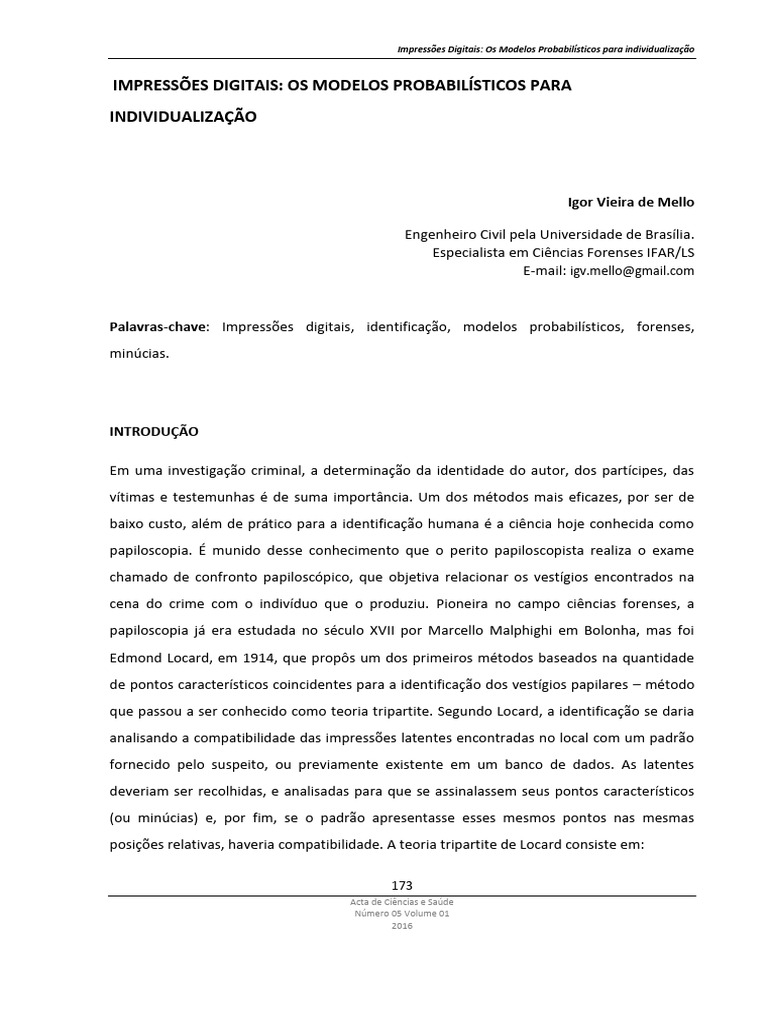 Teoria Tripartite - Locard | PDF | Probabilidade | Science