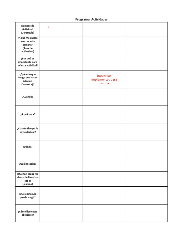 Planificación de Actividades Semanales | PDF