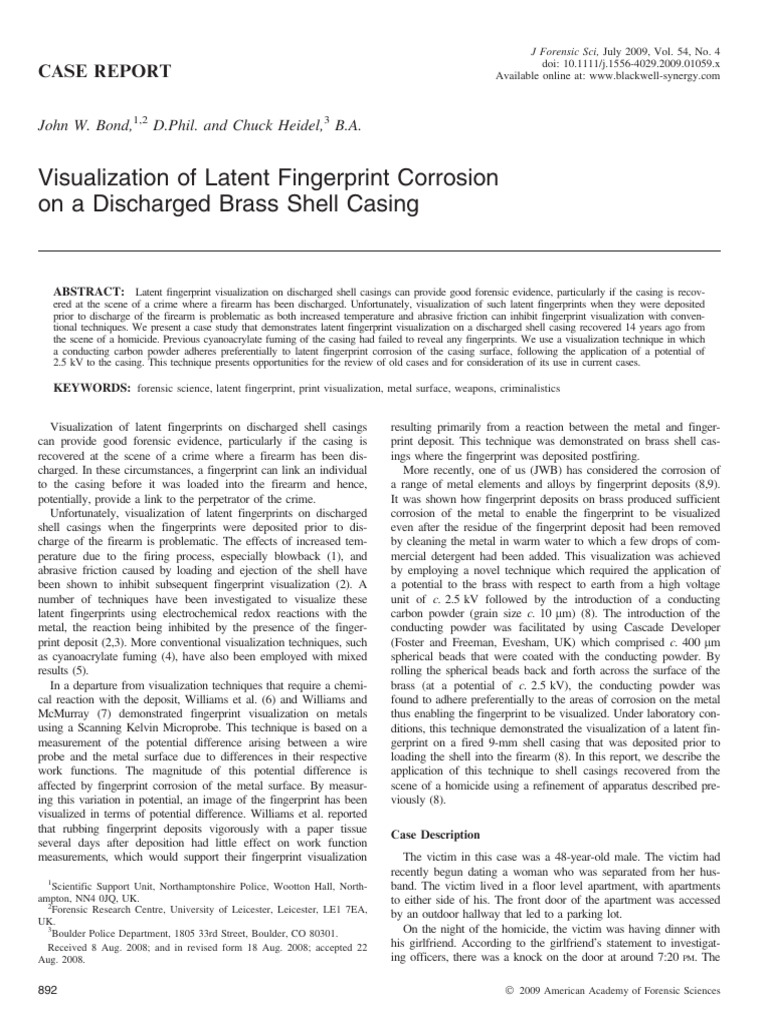 Visualization of Latent Fingerprint Corrosion On A Discharged Brass ...