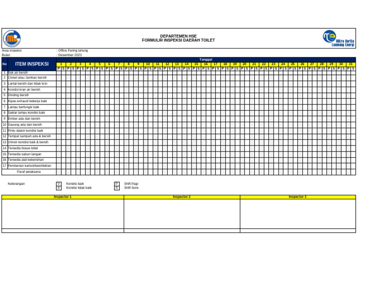 Form Inspeksi Toilet | PDF