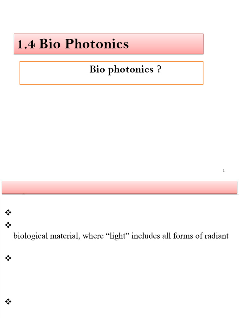 Chapter 1-4 Bio Photonics | PDF | Microscopy | Fluorescence