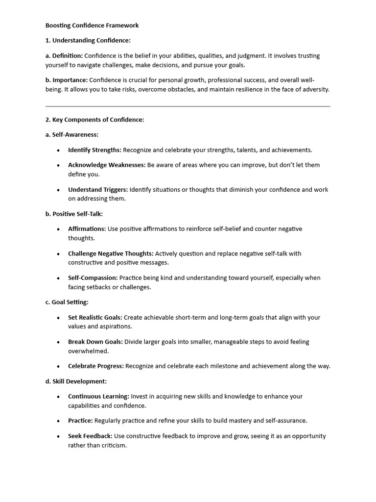 Boosting Confidence Framework | PDF | Mentorship | Psychological Resilience