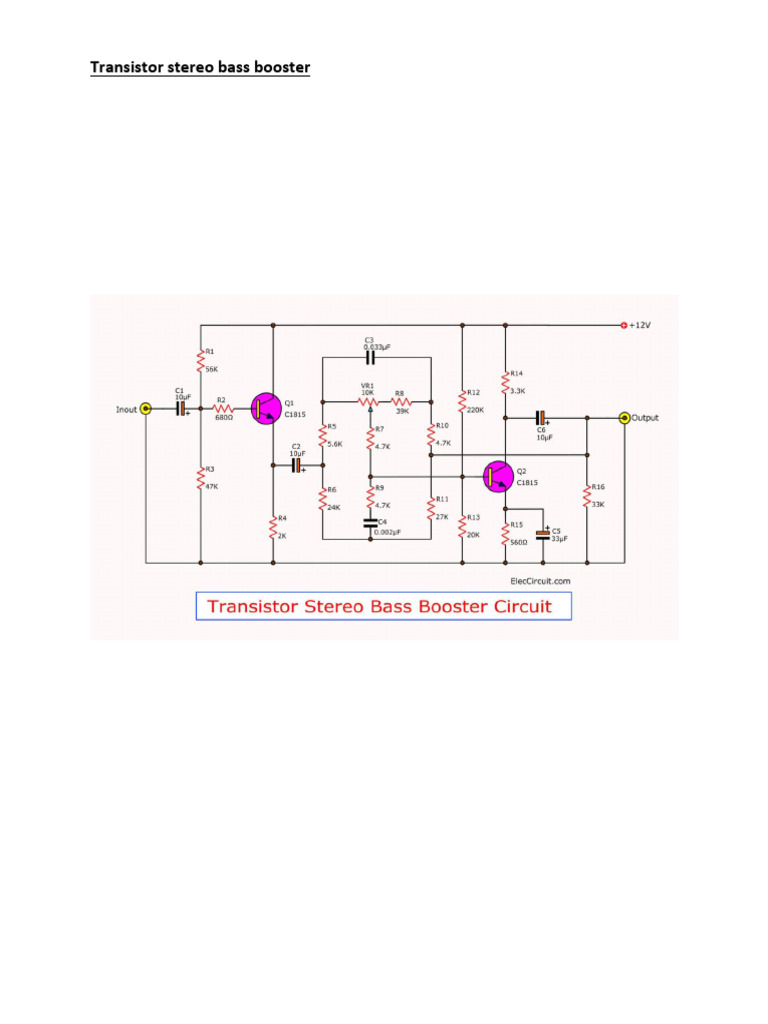 Transistor Stereo Bass Booster Circuit | PDF