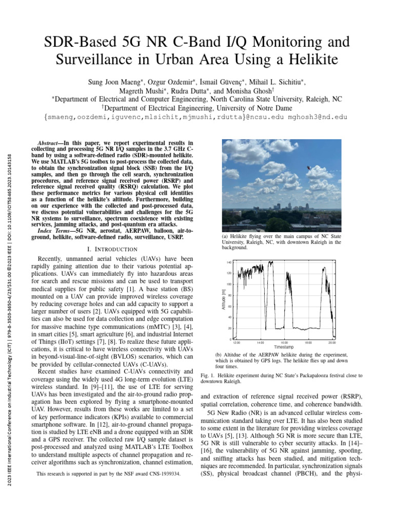 SDR-Based 5G NR C-Band I Q Monitoring and Surveillance in Urban Area Using a Helikite | PDF ...