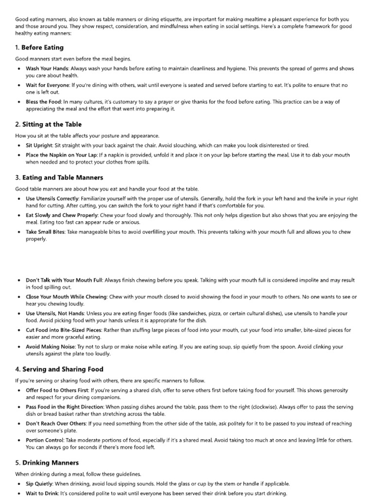Eating Manners | PDF