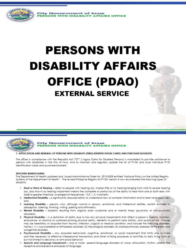 Imus PWD ID Application Guide | PDF | Hearing Loss | Visual Impairment