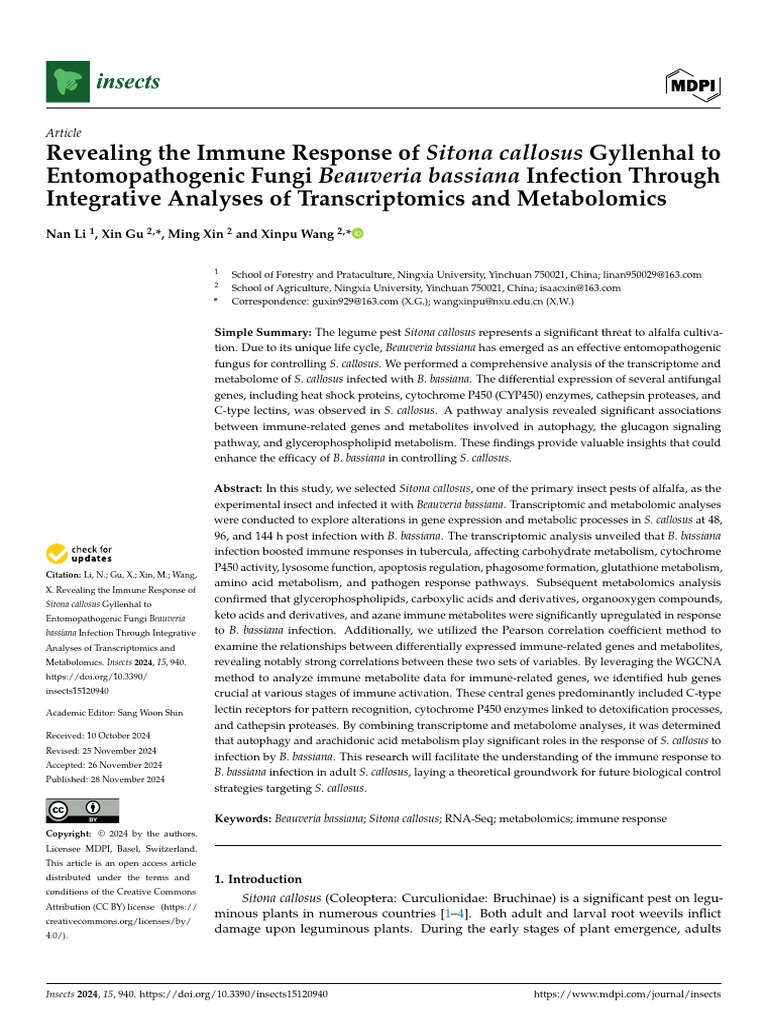 Fungi and Pest Immune Response Reseach Paper - Insects | PDF ...