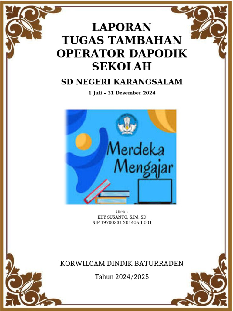 Contoh LAPORAN OPERATOR DAPODIK ekin PMM | PDF