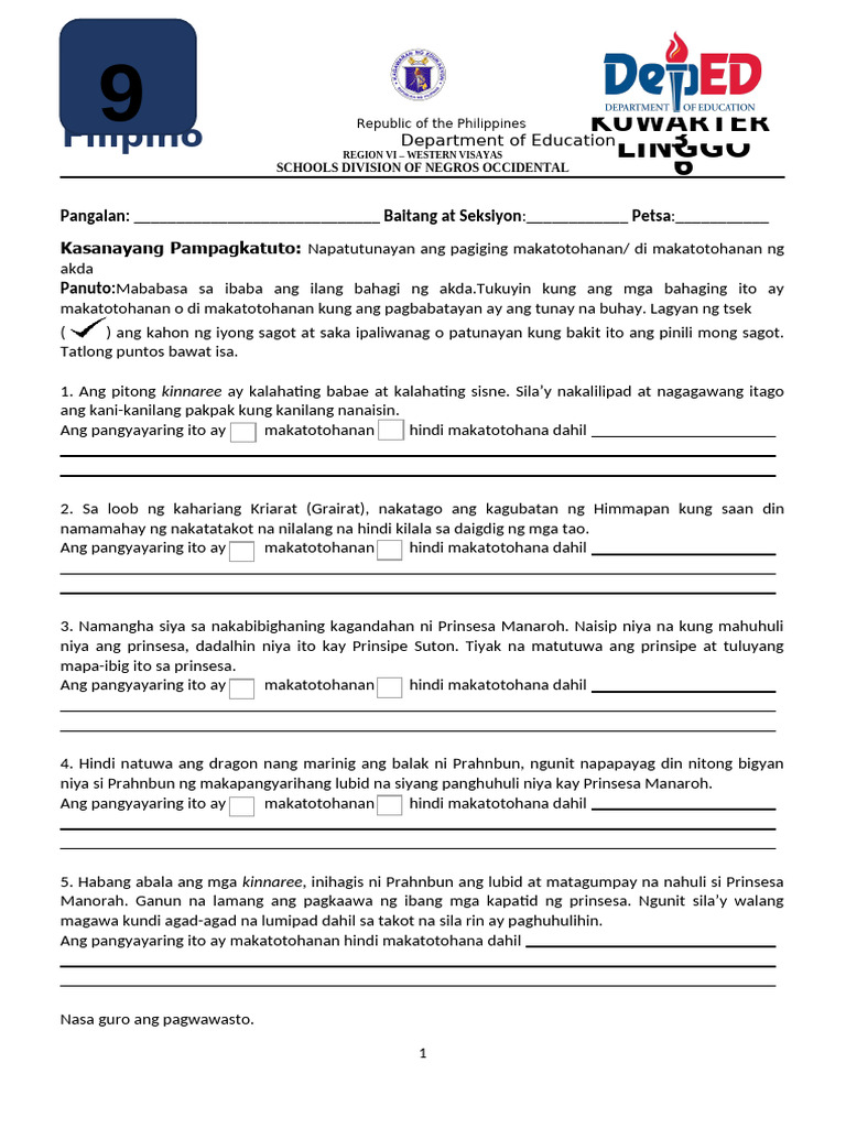 Fil9 - Q3 - Week 6 | PDF