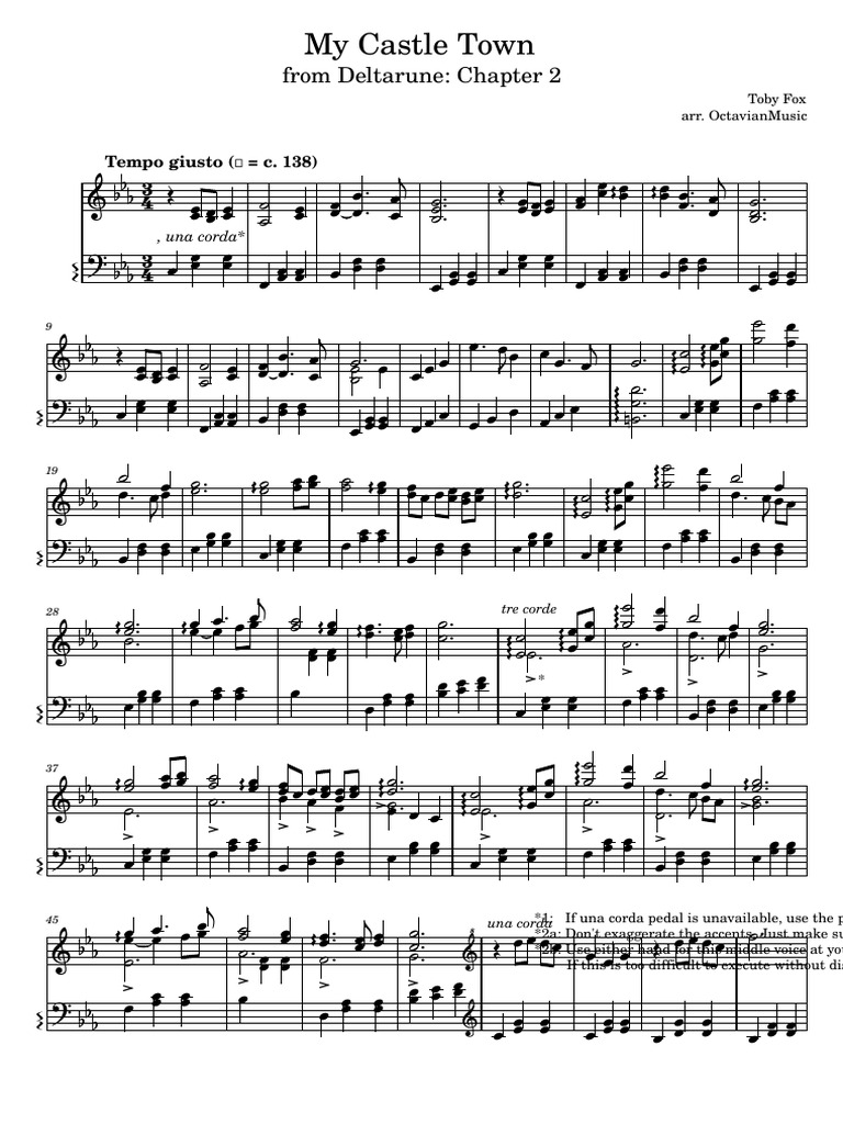 My Castle Town Deltarune CH Toby Fox | PDF | Box Zithers | Keyboard ...