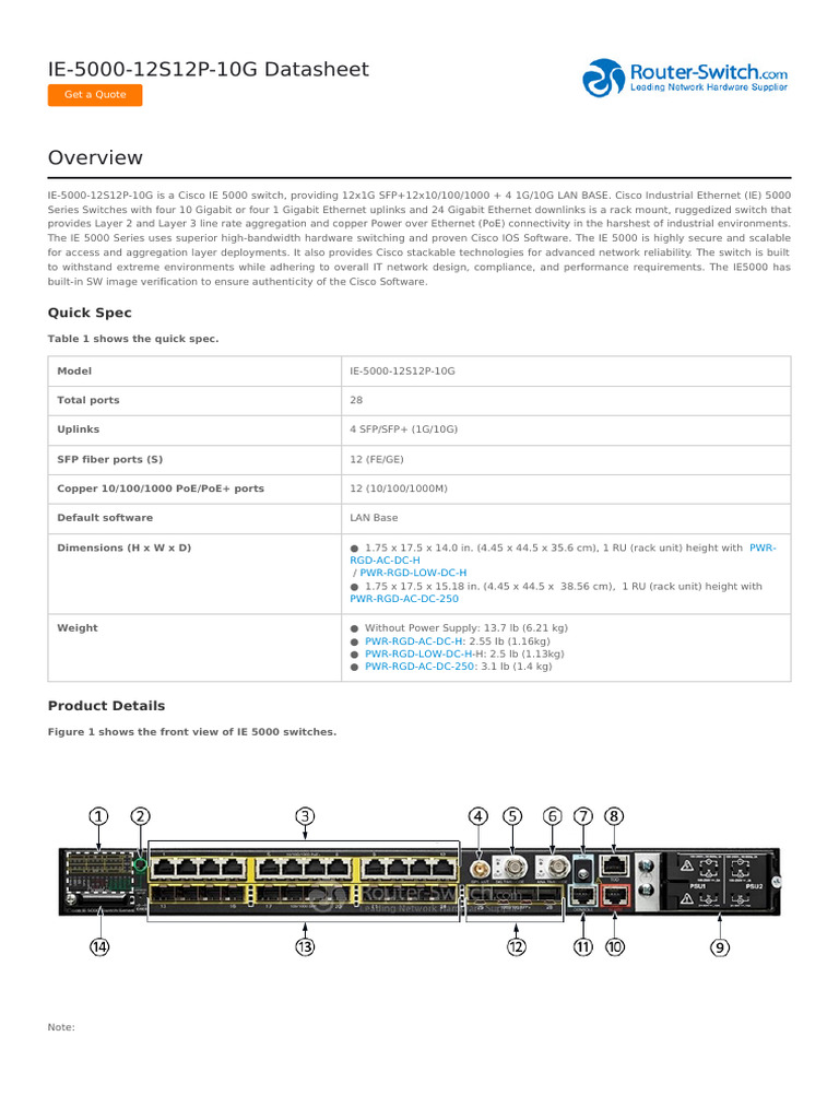 Cisco IE 5000 Switch Overview | PDF | Network Switch | Telecommunications
