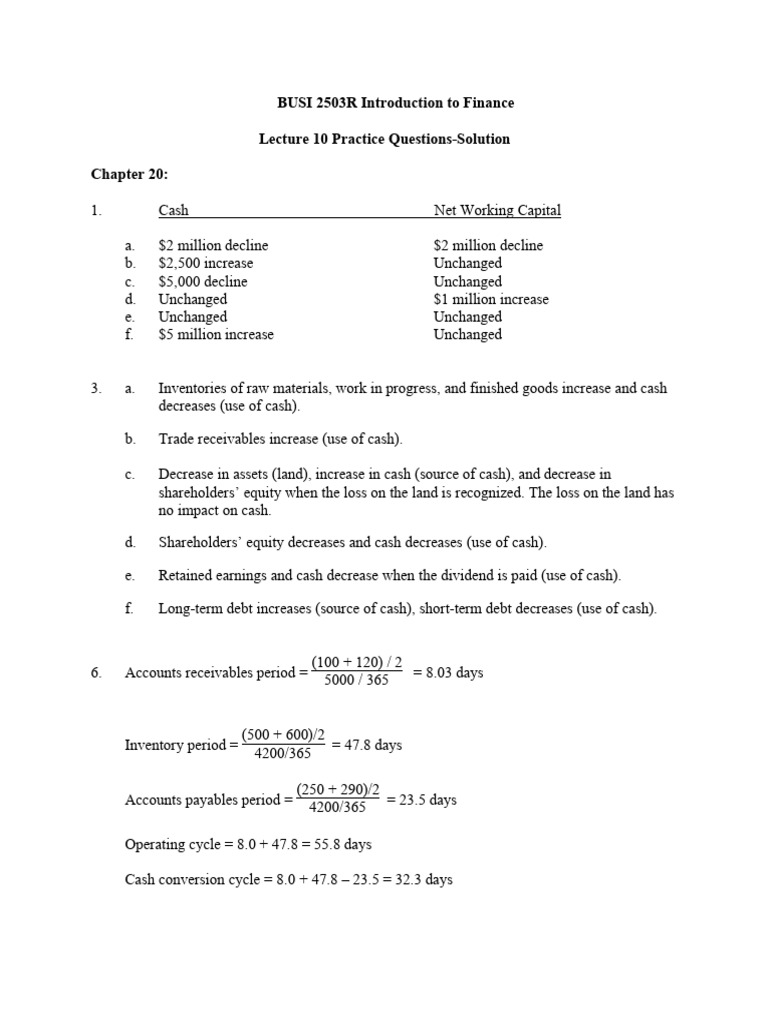 Lecture 10 Practice Questions Solution | PDF | Equity (Finance ...