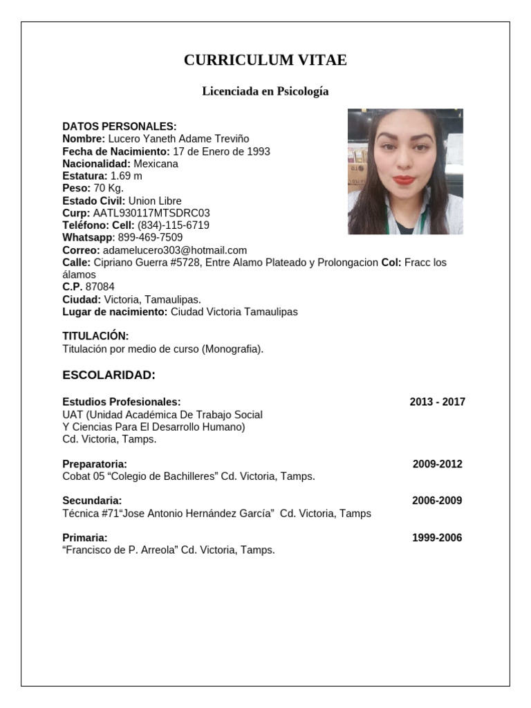 CURRICULUM _VITAE_LABORAL lucero treviño | PDF | Bancario