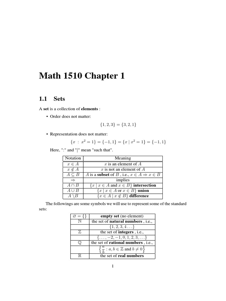 chap1 math1510 | PDF | Equations | Polynomial