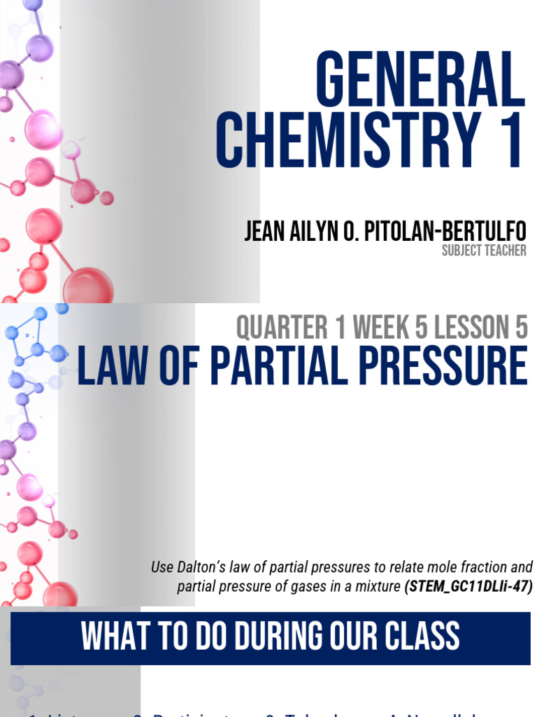 Q1 W5 L2 Partial Pressure | PDF | Gases | Pressure