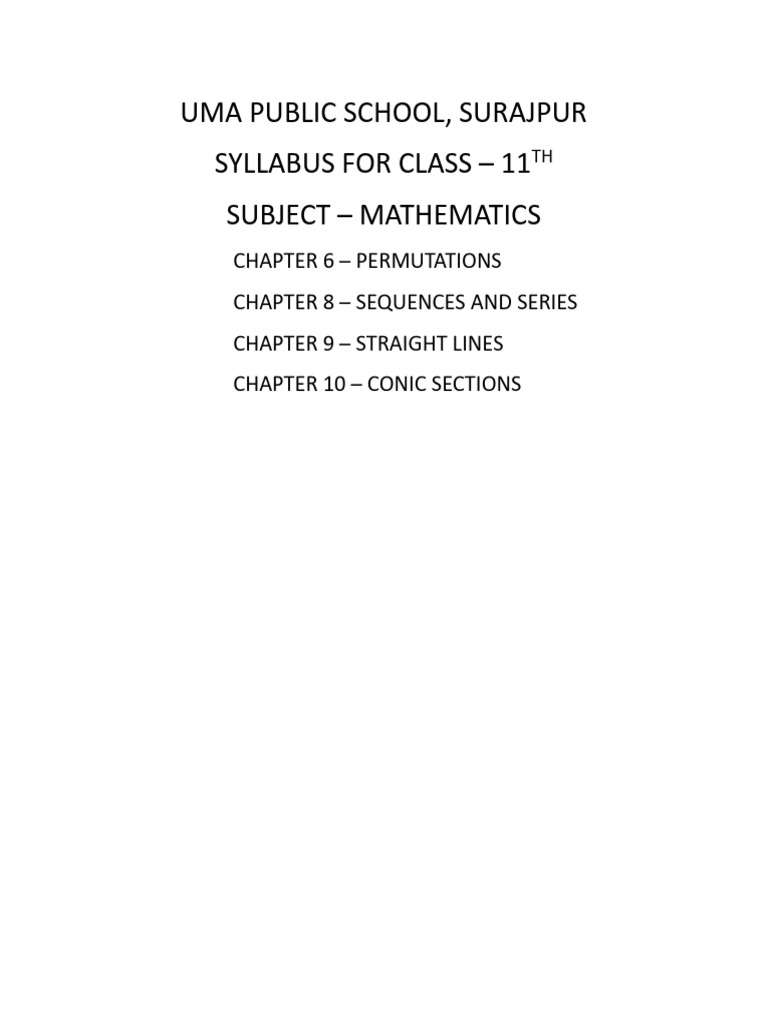 Class 11 Math Syllabus: Permutations & More | PDF