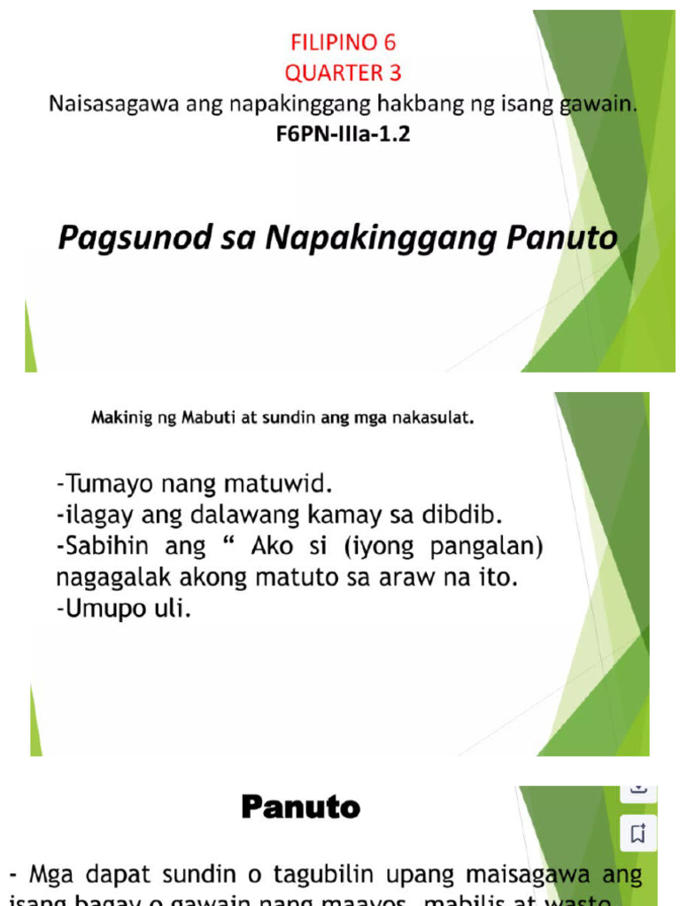 Day 1 (Dec9-13) Pagsunod Sa Napakinggang Panuto | PDF