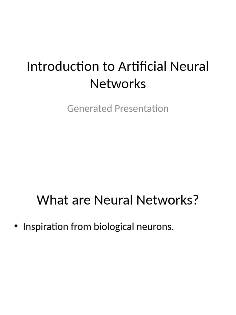 Intro to Artificial Neural Networks | PDF