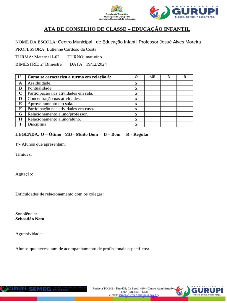 Conselho de Classe 4º Bimestre | PDF