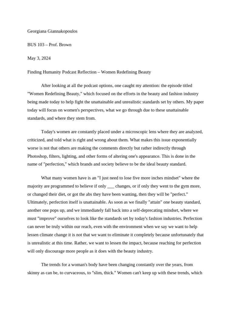 BUS 103 - Podcast Reflection | PDF