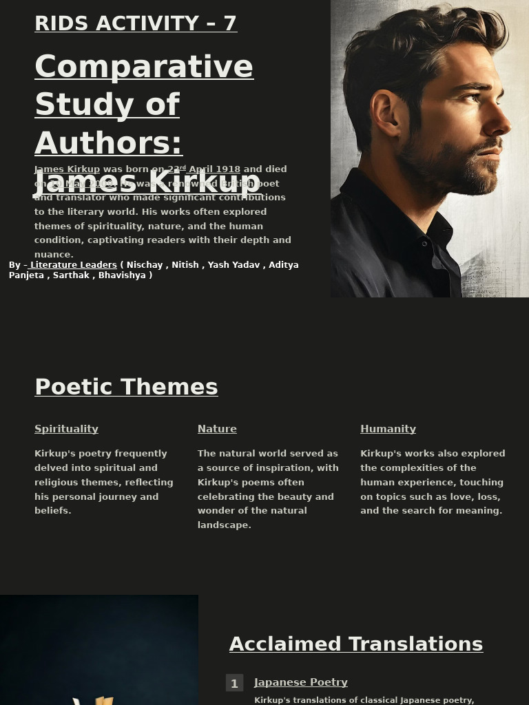 Comparative Study of Authors James Kirkup | PDF | Poetry