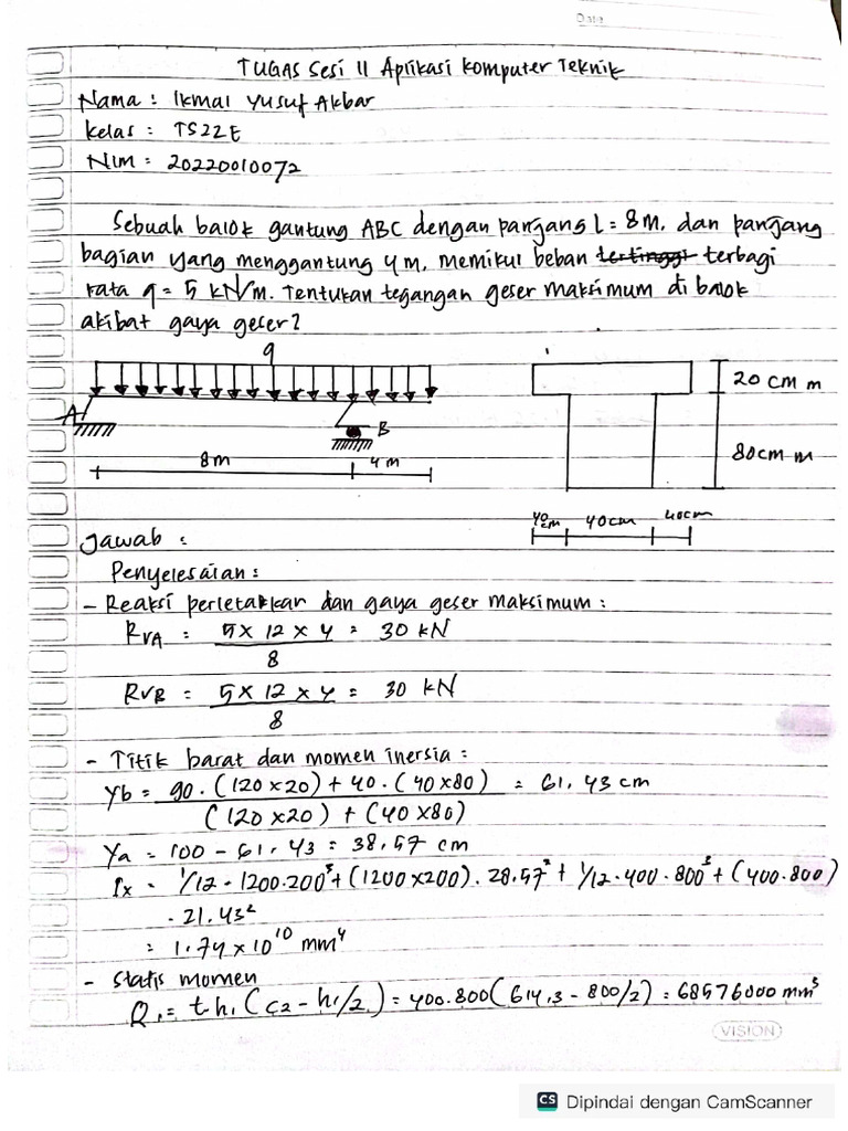 Tugas Sesi 11 Mekanika Teknik (Ikmal Yusuf Akbar | PDF